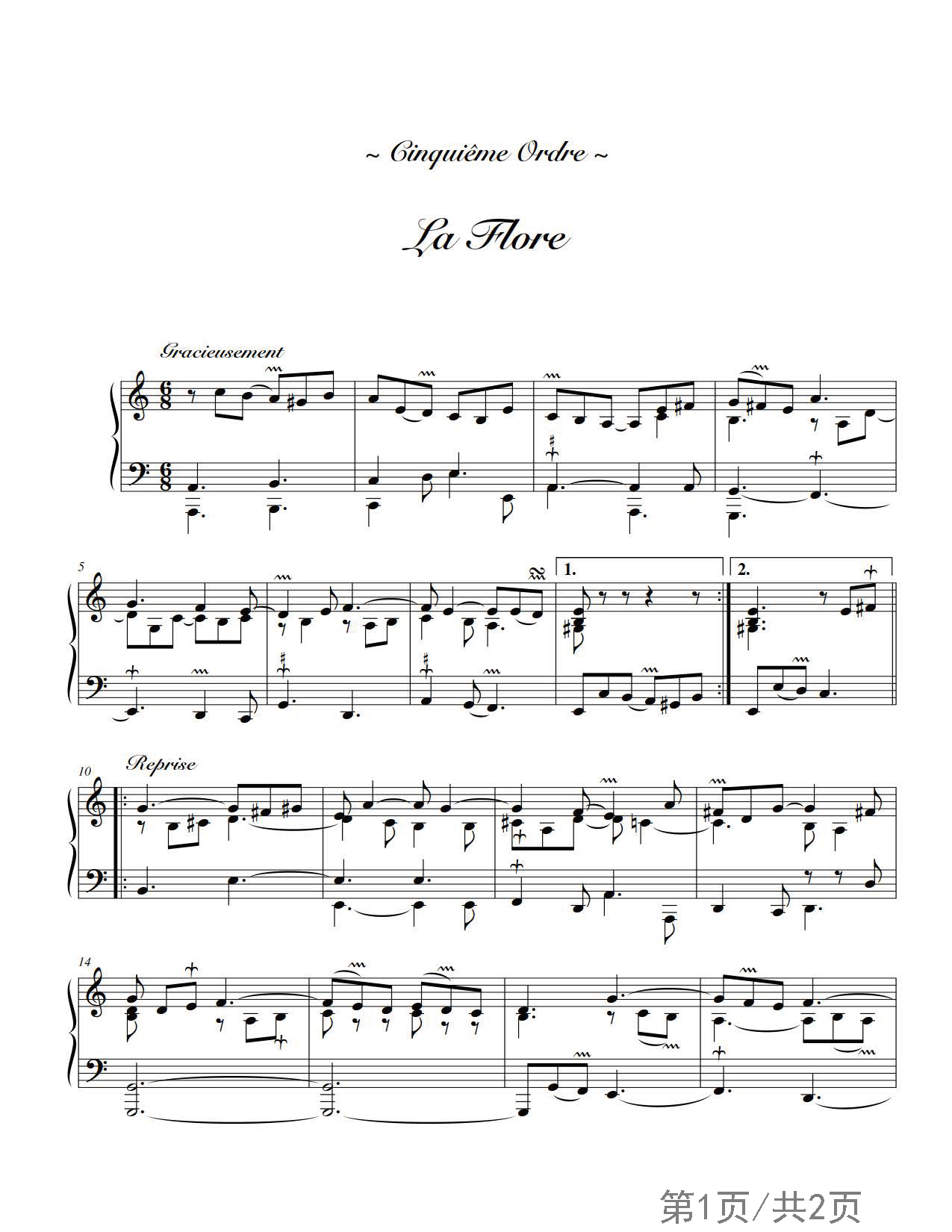 《couperin La Flore》钢琴谱库普兰【弗朗索瓦·库普兰】c调古典钢琴谱五线谱独奏谱钢琴谱钢琴五线谱钢琴简谱钢琴